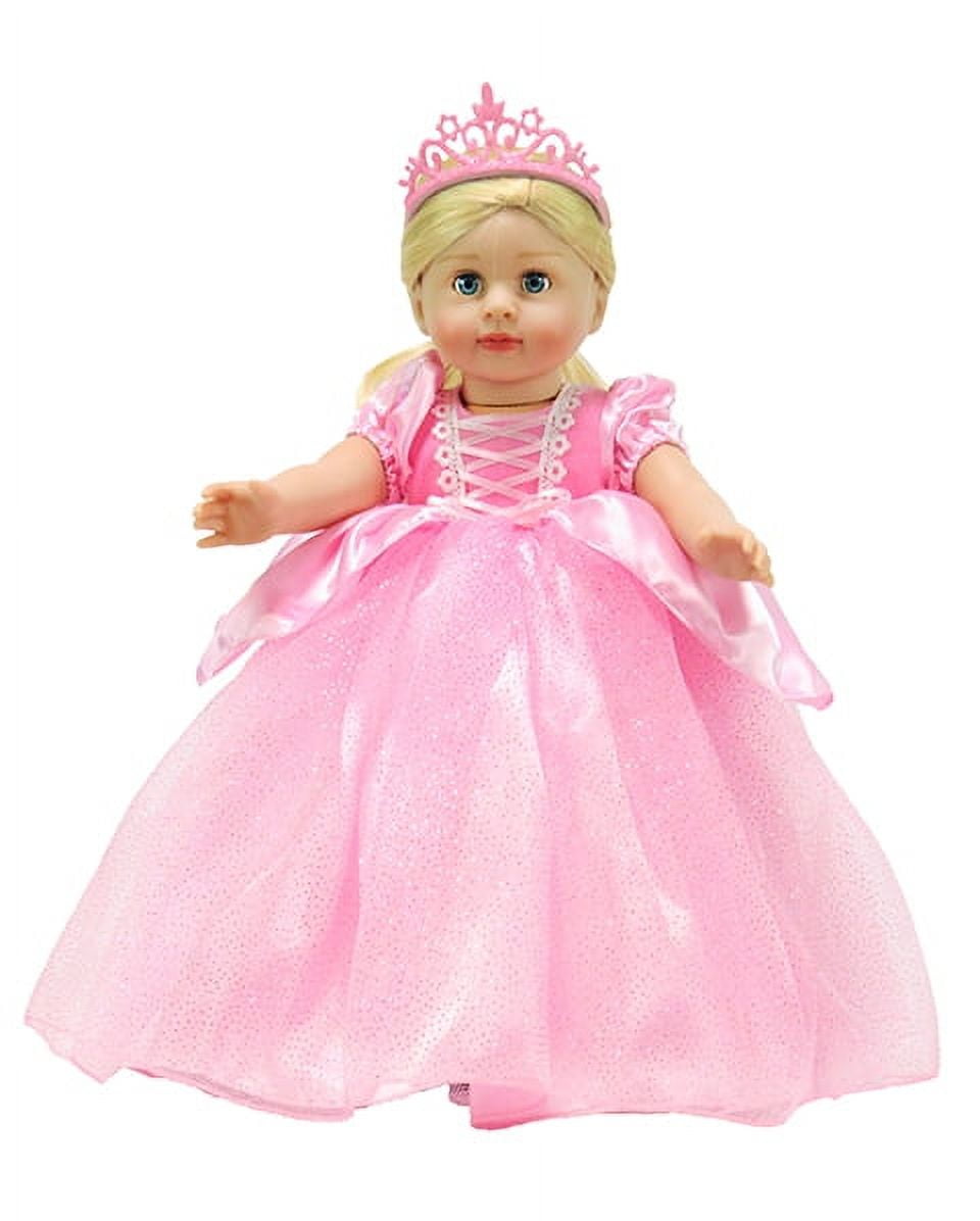 American Fashion World Pink Sparkle Princess Gown with Crown for 18 ...