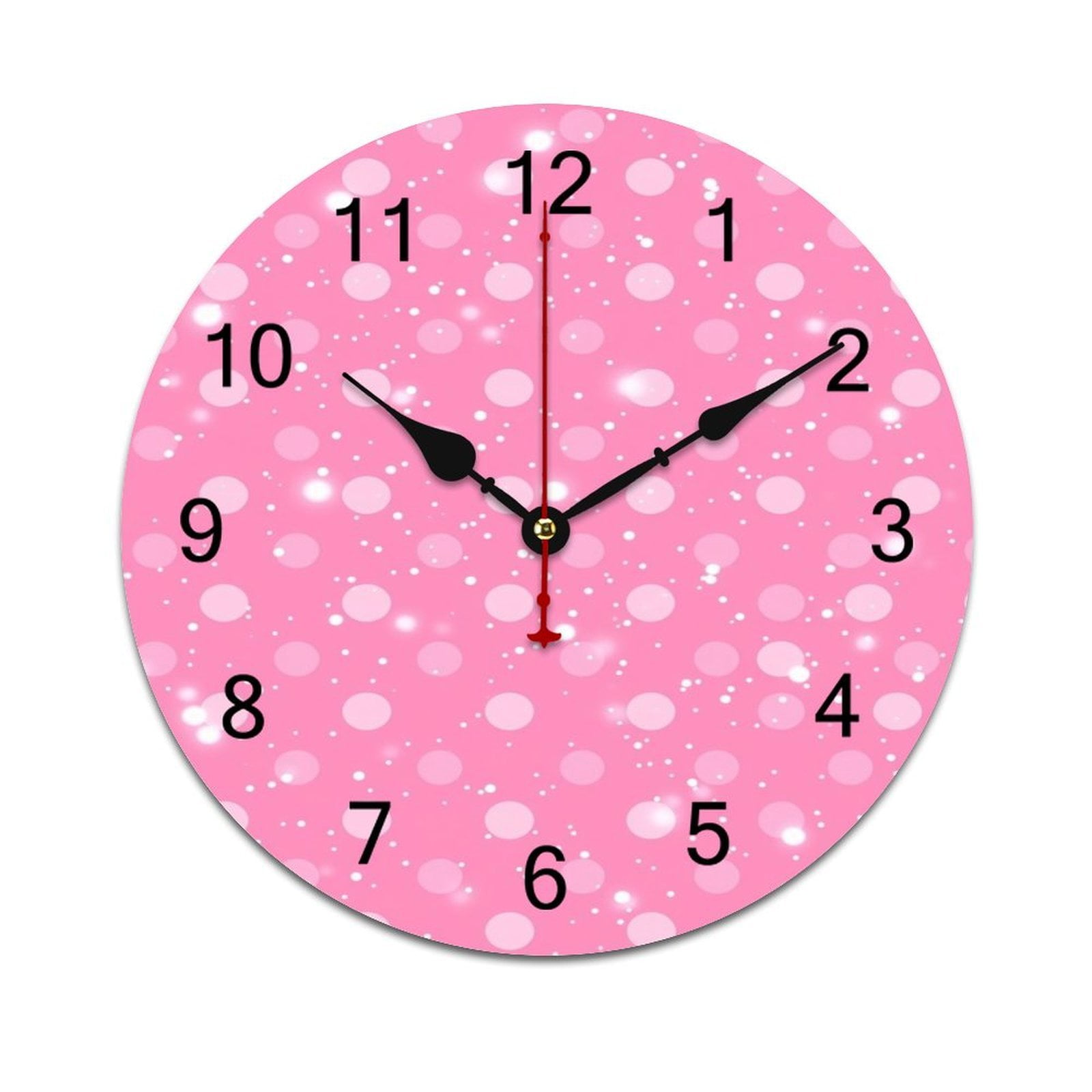 Pink Sparkly Background Silent Wall Clock Movement Battery Clock ...