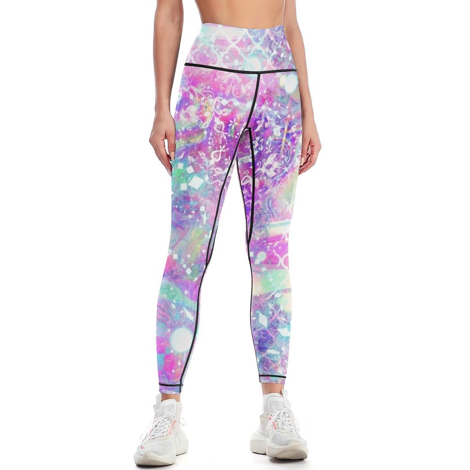 Pink Sparkly Holographic Leggings gym womans leggins push up woman ...