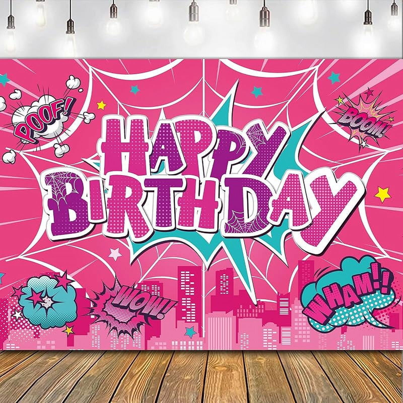 Pink Spider Web Backdrop Party Decoration Supplies, 5 * 3ft Super Heros ...
