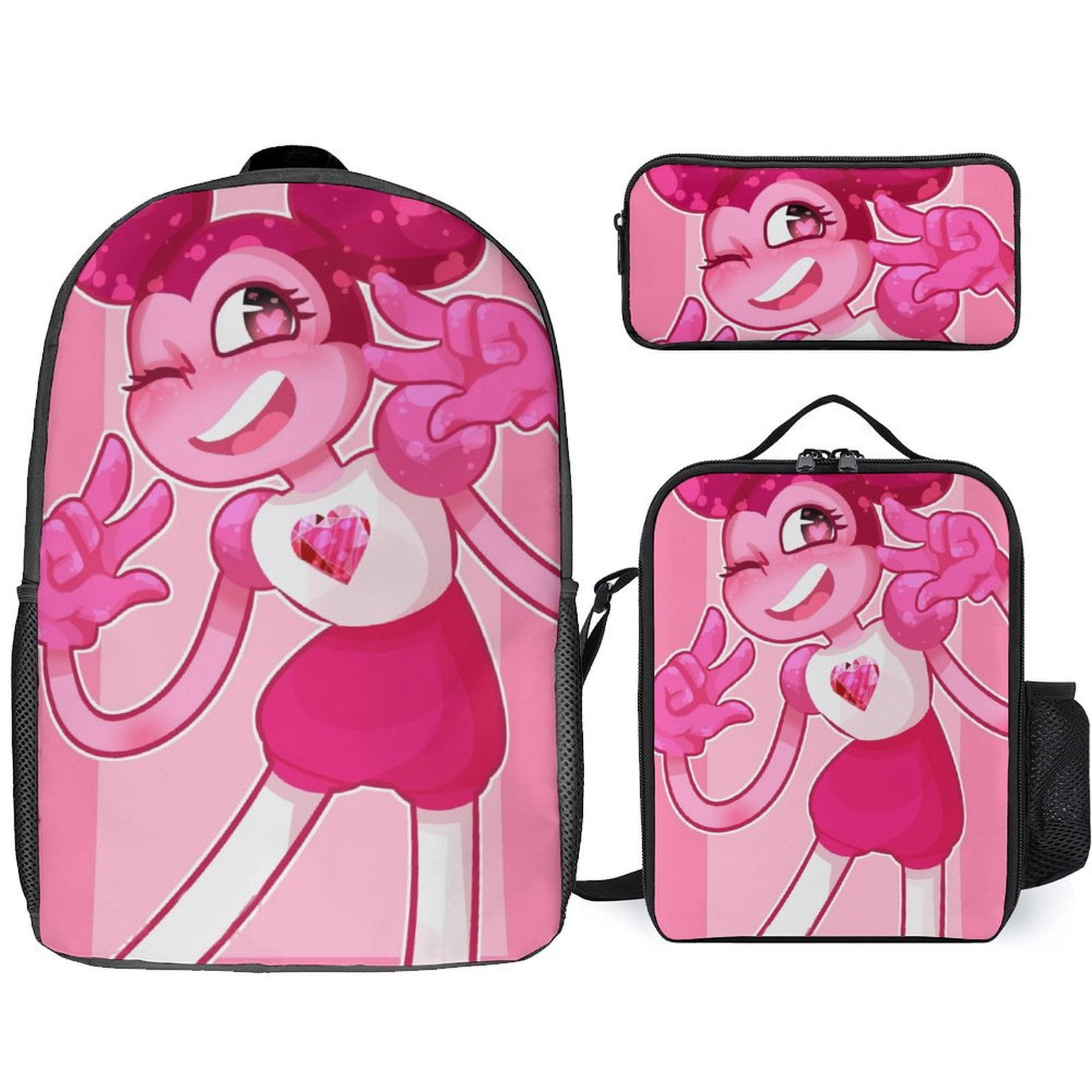 Pink Spinel Steven Universe Schoolbag With Lunch Bag Pencil Case Set Unisex Laptop Backpack ...