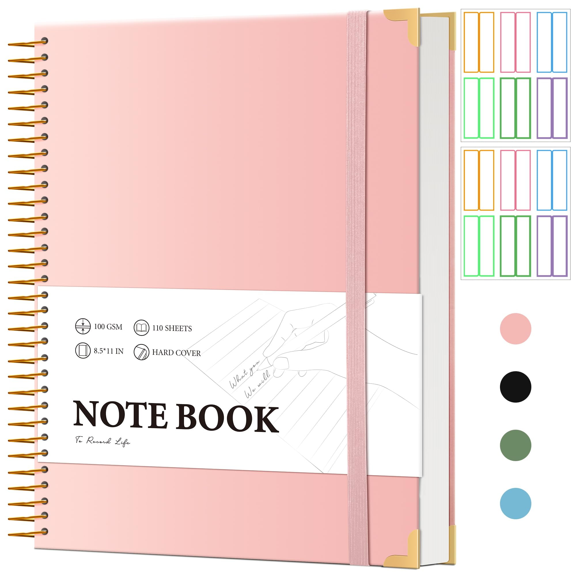 Pink Spiral Notebook College Ruled 8.5 X 11 with Tab Stickers Large ...