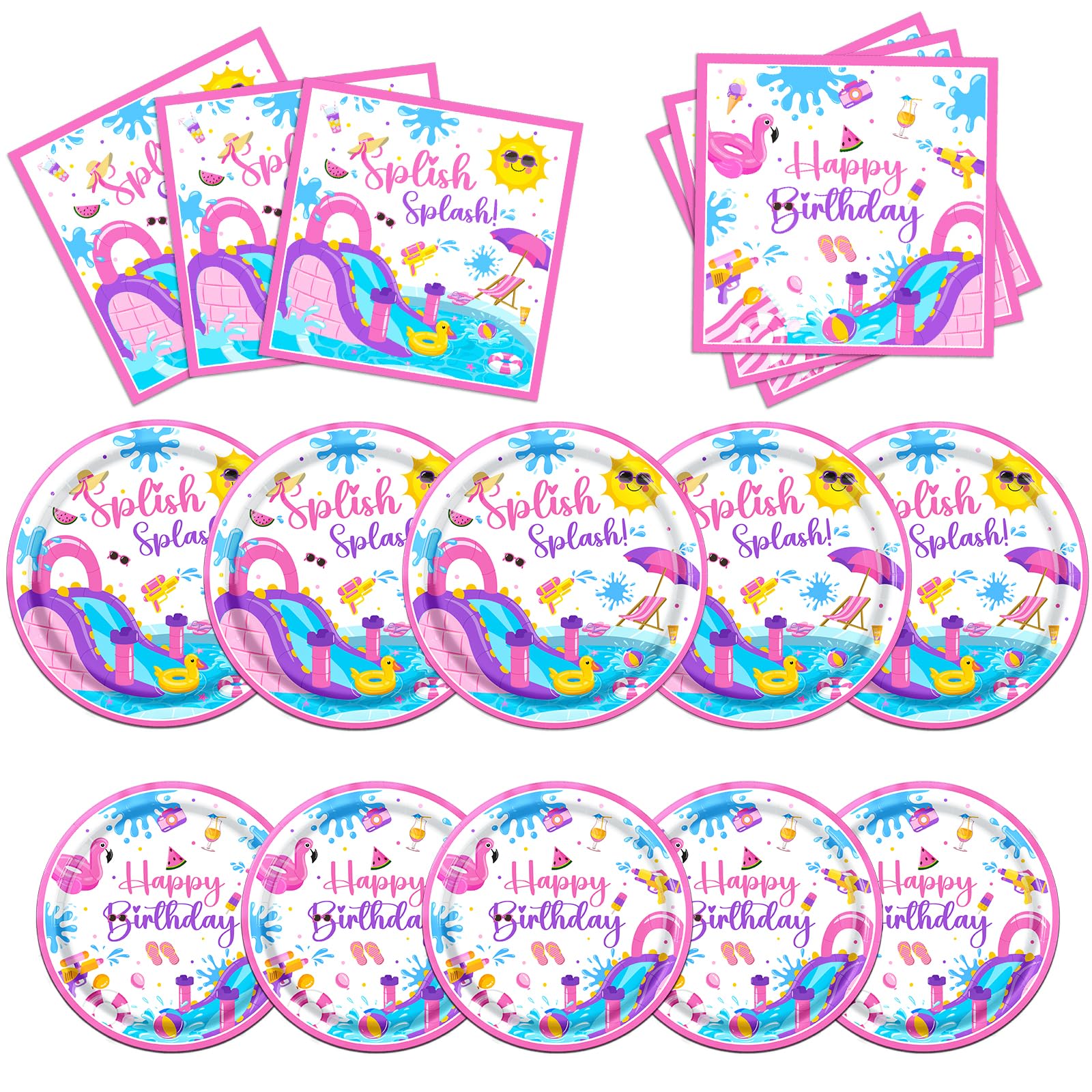 Pink Splish Splash Decorations, 60 AIS1 Pcs Summer Party Decorations ...