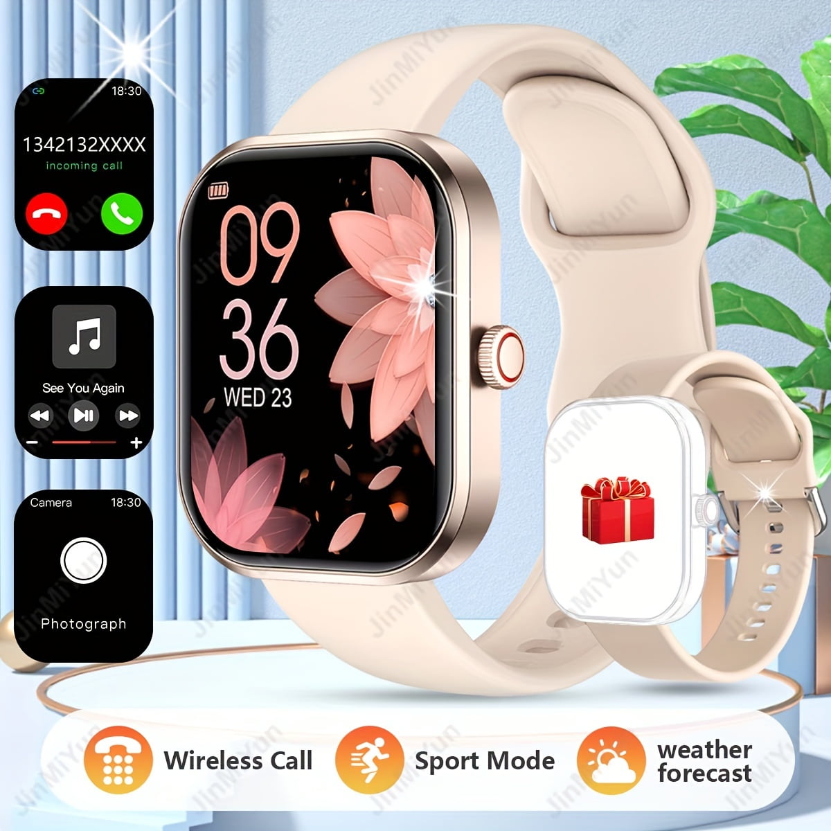 Pink Sports Smart Watch 2.01" Touch Screen, Wireless Calls ...