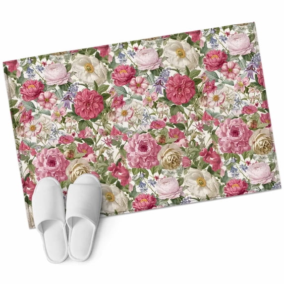 Pink Spring Floral Area Rugs Collection 2'x3', Vintage Summer Botanical ...