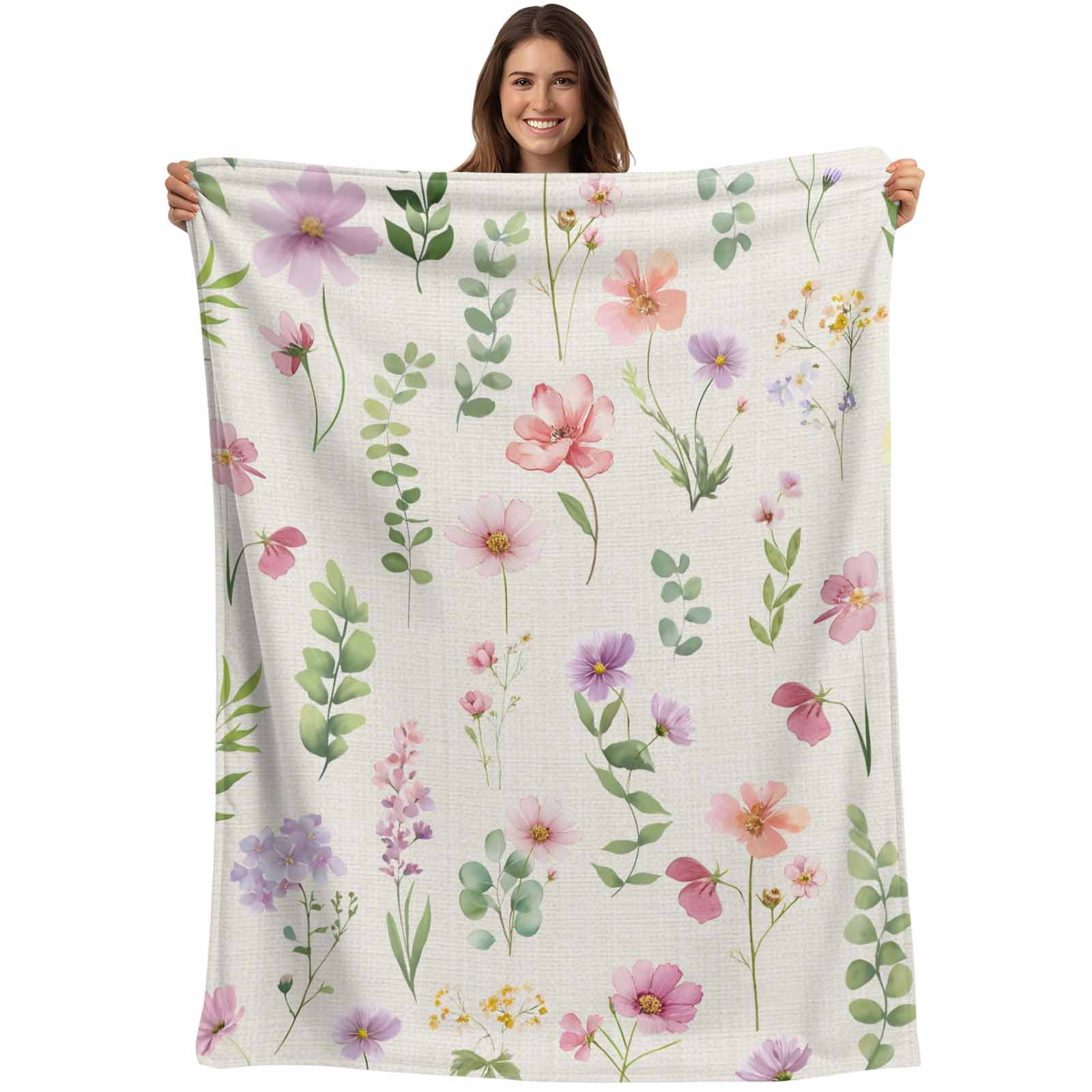 Pink Spring Floral Blanket Soft Cozy Warm Throw Blanket for Couch ...