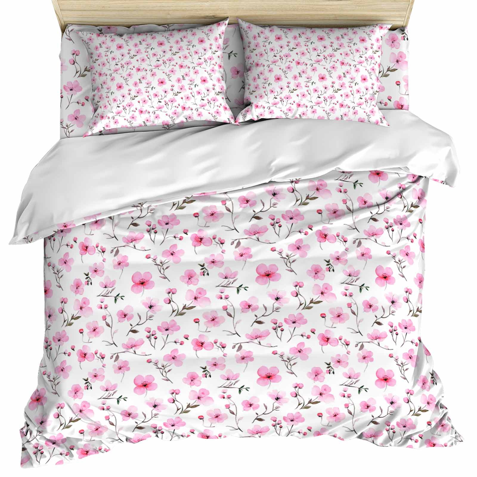 Pink Spring Floral Duvet Cover Set, Summer Botanical Elegant Soft Duvet ...