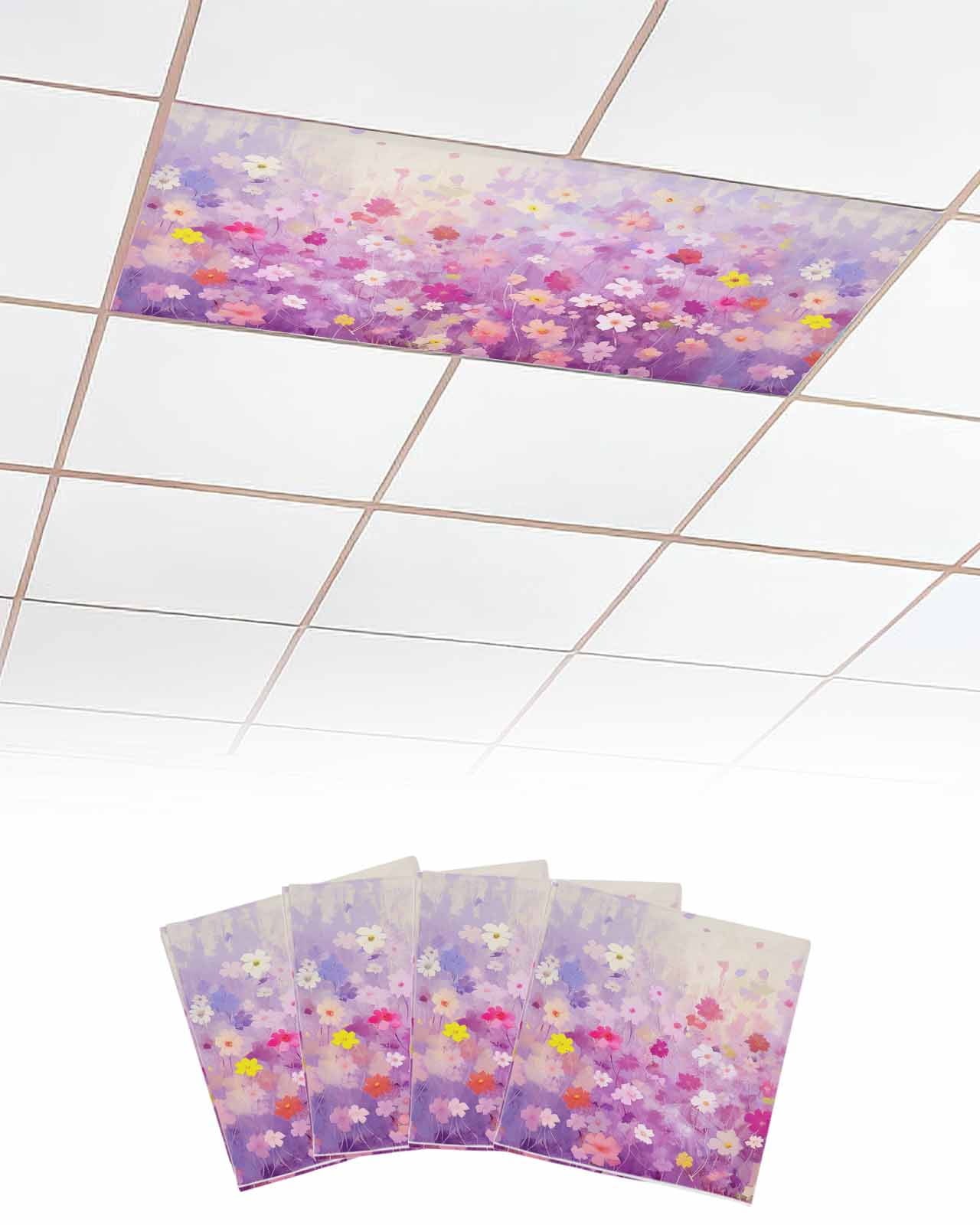 Pink Spring Floral Fluorescent Light Covers for Ceiling Lights 4x2 feet ...