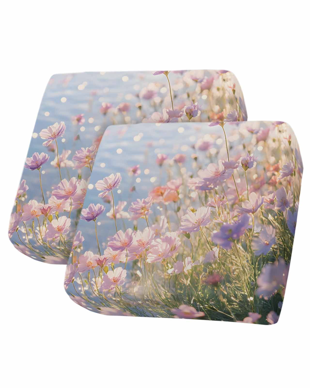 Pink Spring Floral Sofa Couch Cushion Covers Washable, Removable ...