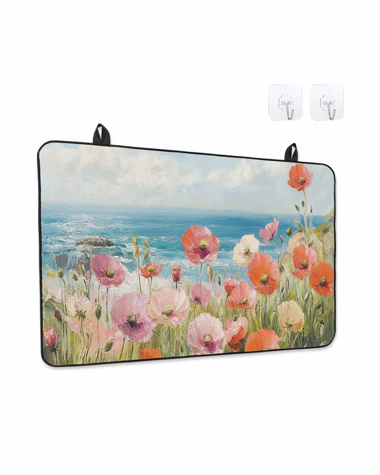 Pink Spring Floral Stove Top Covers for Electric Stove, Kitchen Glass ...