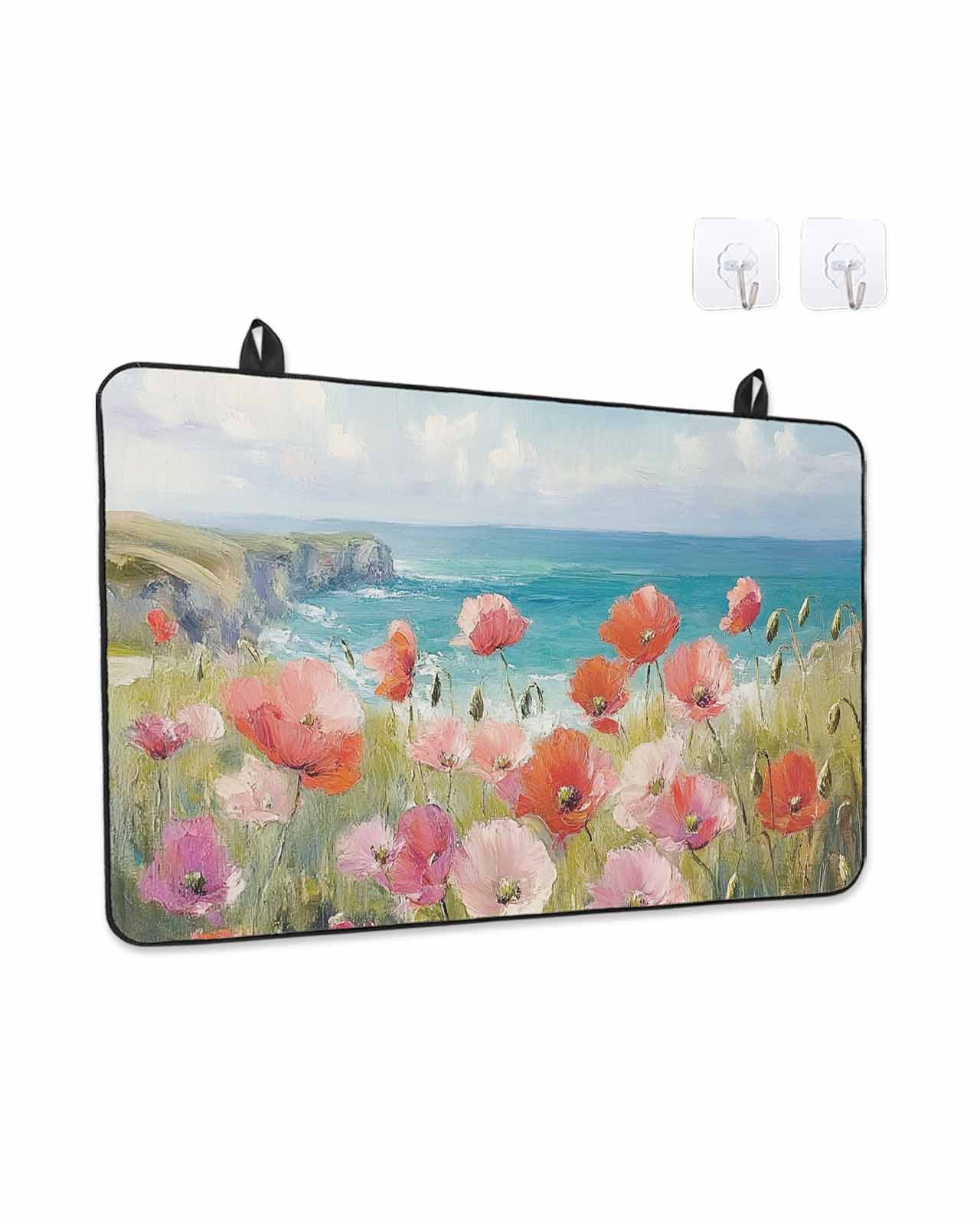 Pink Spring Floral Stove Top Covers for Electric Stove, Kitchen Glass ...