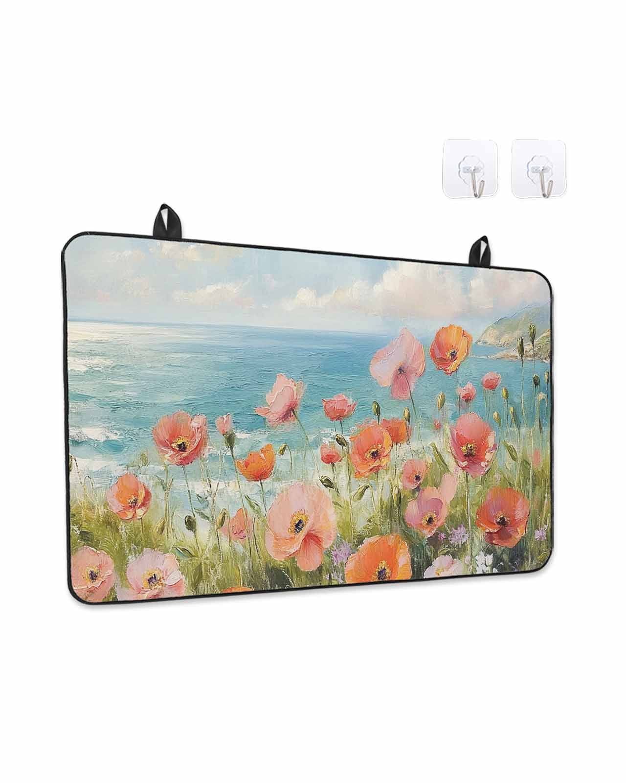 Pink Spring Floral Stove Top Covers for Electric Stove, Kitchen Glass ...