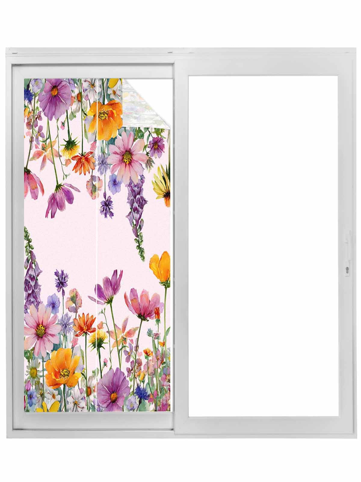 Pink Spring Floral Window Privacy Film, Elegant Pastoral Flowers Daisy ...