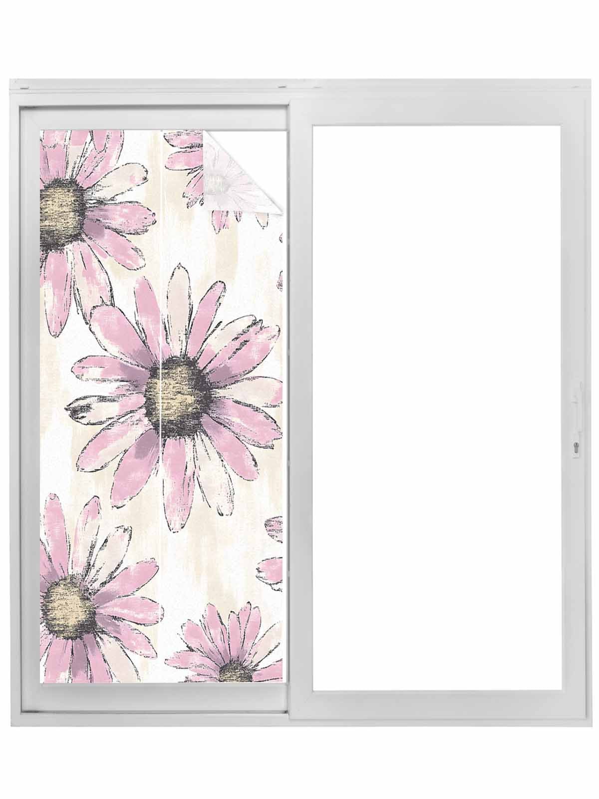 Pink Spring Floral Window Privacy Film Stained Glass Window Film ...