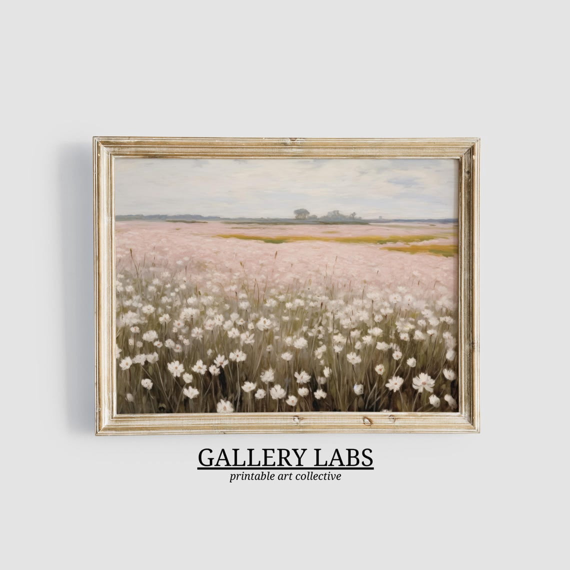 Pink Spring Meadow Painting Girly Apartment Decor Able Daisy Field ...