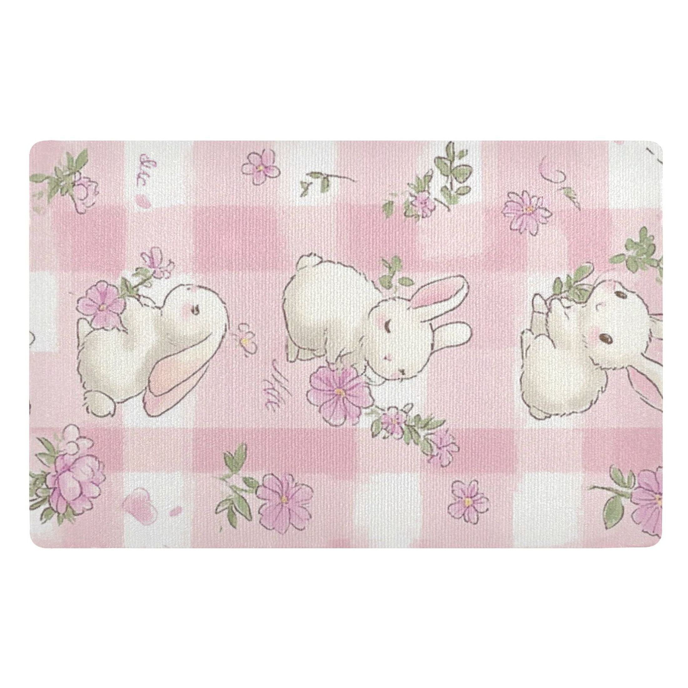Pink Spring Rabbit Floor Door Mat Outdoor Indoor for Home Entrance ...