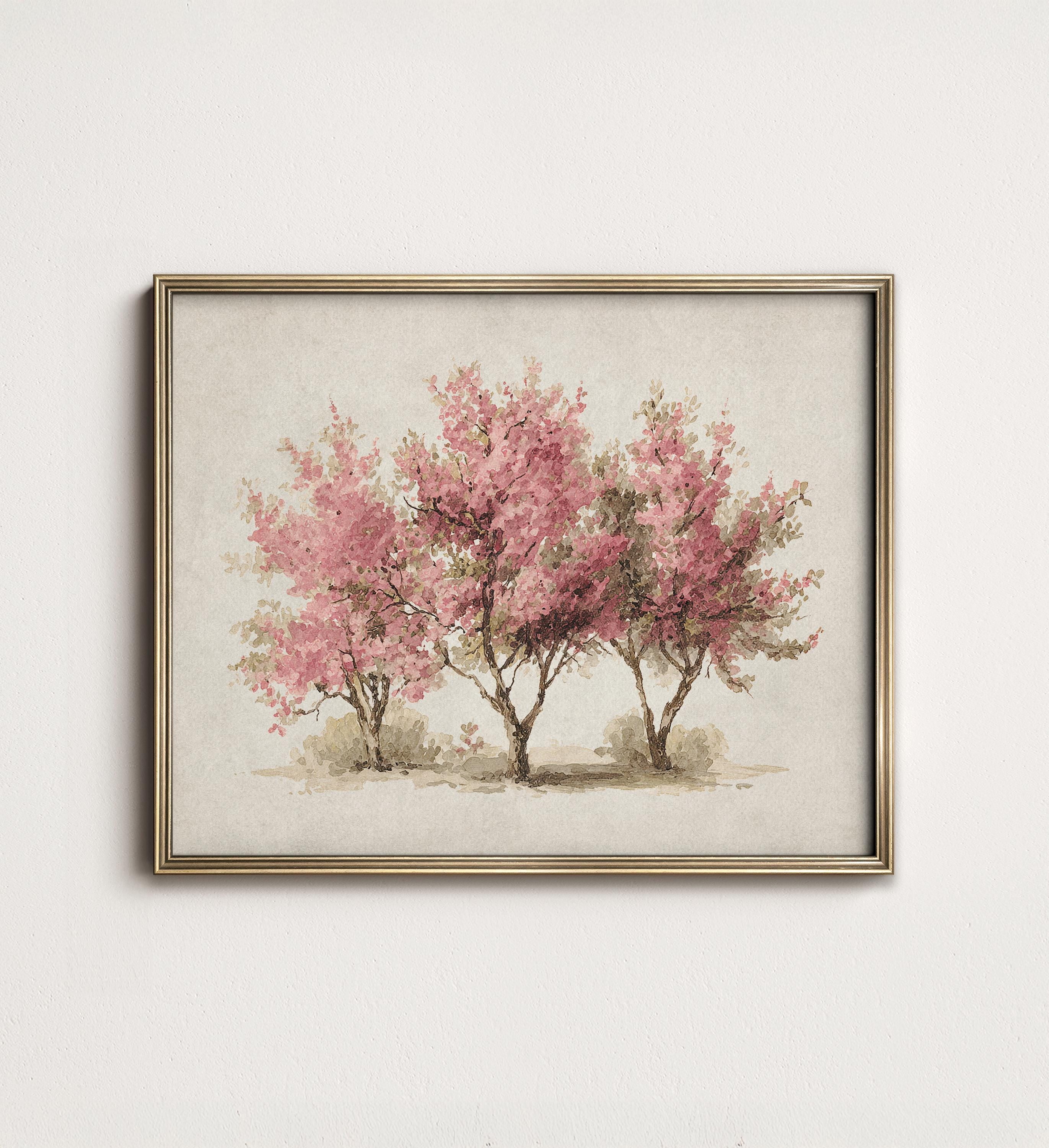 Pink Spring Trees , French Country Wall Decor, Botanical Art 11-111 ...