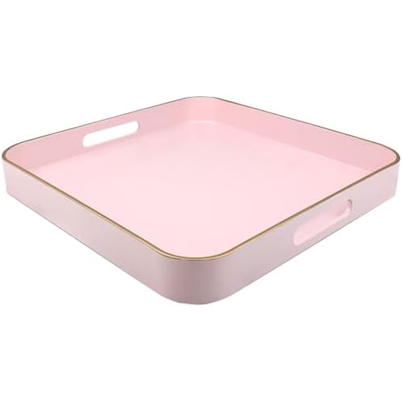 Pink Square Decorative Tray with Handles, 13"*13" Versatile Serving ...