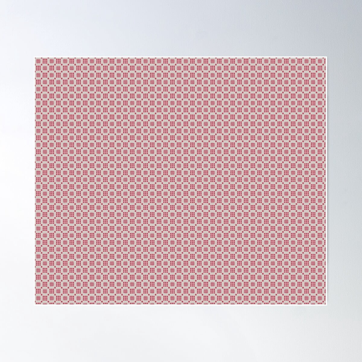 Pink Squares And Hatches Retro Pattern Poster Wall Art, Modern Wall ...