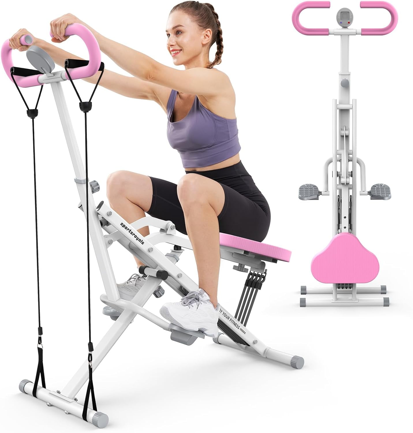 Pink Squat Machine for Home,Rodeo Core Exercise Machine,330lbs Foldable ...