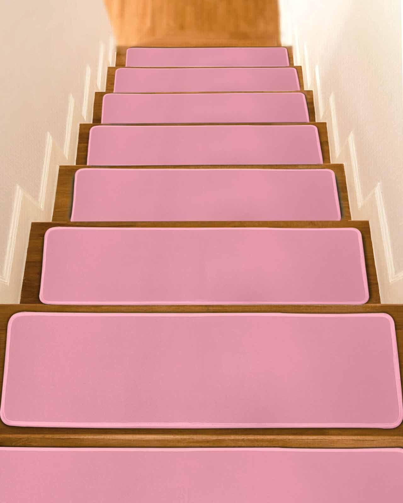 Pink Stair Treads for Wooden Steps Indoor Runner Rug Carpet, Pure Pink ...