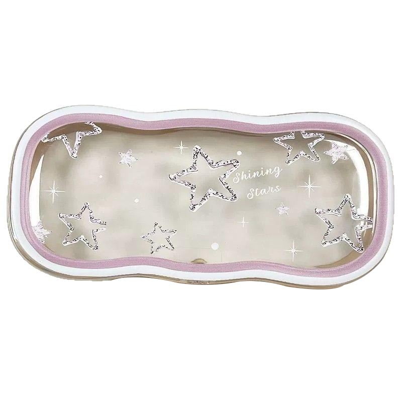 Pink Star Glasses Case, Cute Magnetic Closure Sunglasses Holder PU ...