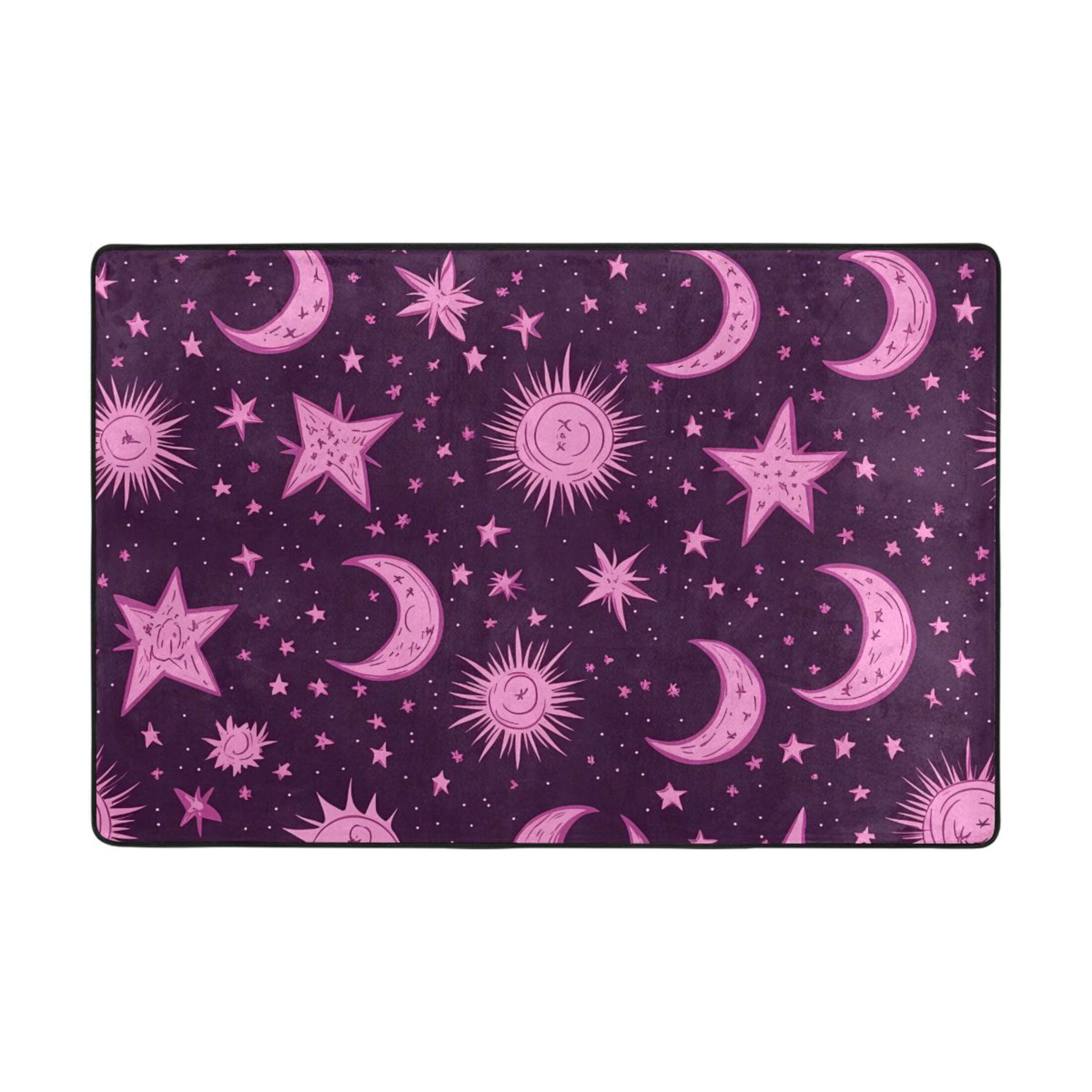 Pink Star Moon Sun Pattern Rug 36x24in Memory Foam Absorbent Non Slip ...