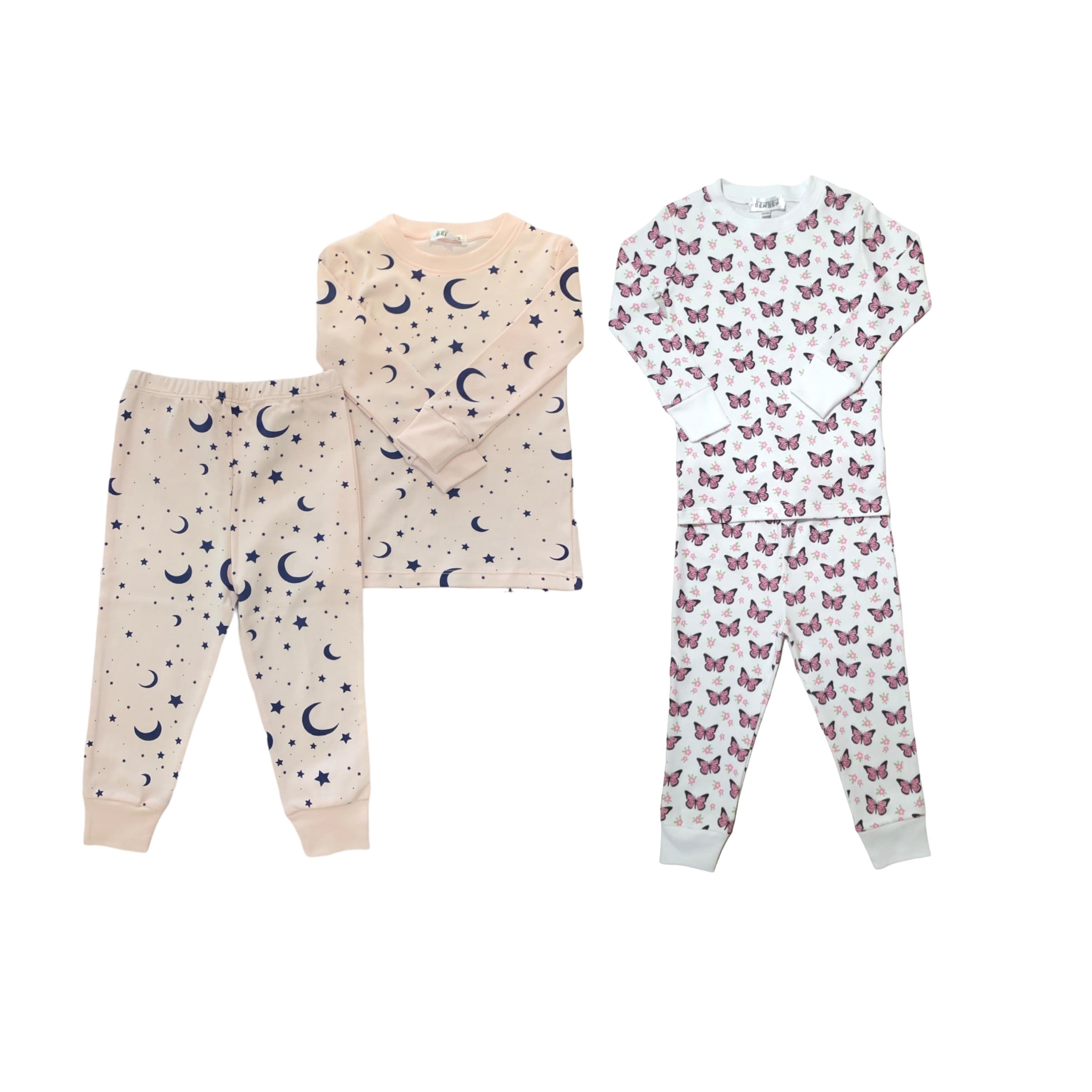 Pink Stars/Butterflies 2 Pack Kids Pajamas - Walmart.com