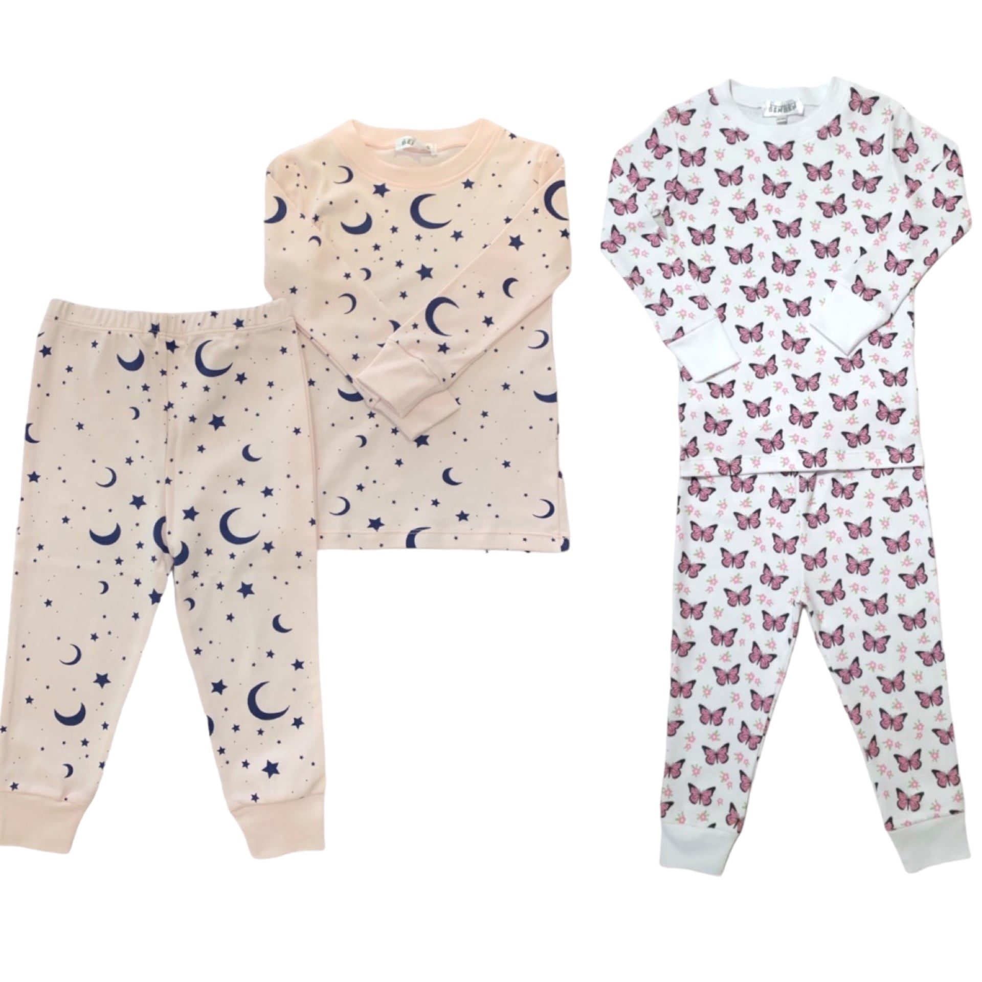 Pink Stars/Butterflies 2 Pack Kids Pajamas - Walmart.com
