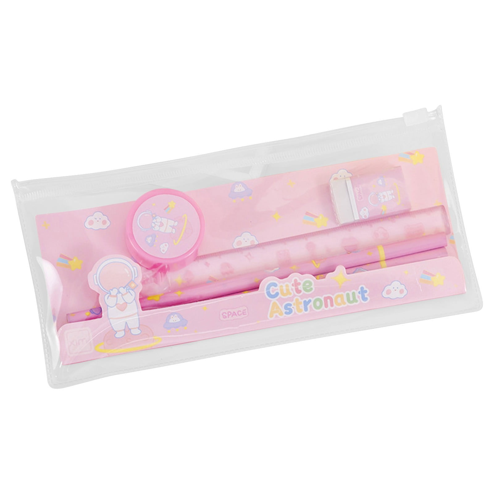 Pink Stationery Set Yxwen 1*Stationery Set Transparent Pencil Case ...