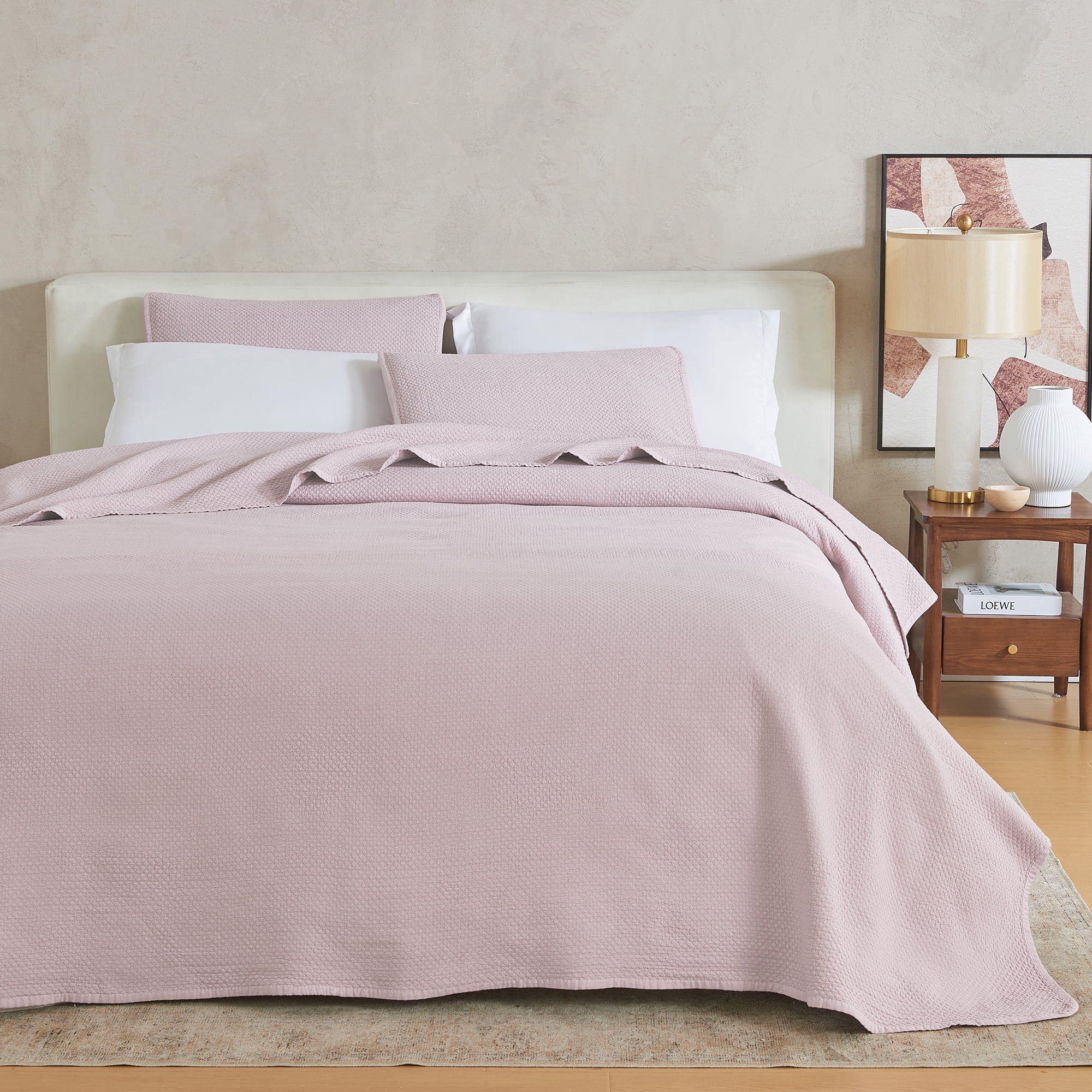 Pink Stonewashed Quilt Set with Shams (3-Piece - King) - Walmart.com