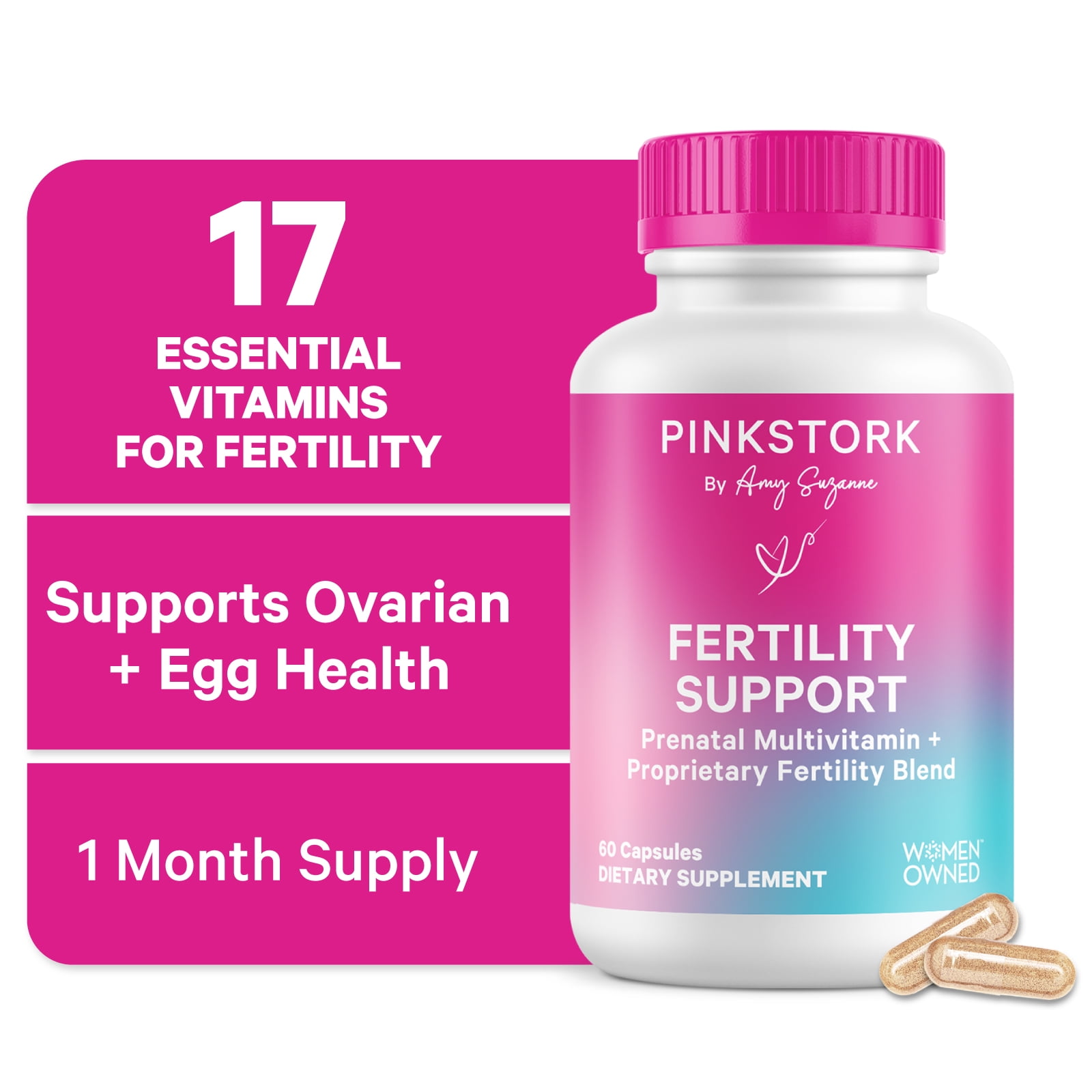 Pink Stork Women's Fertility Support Supplements: Vitamins Blend for ...