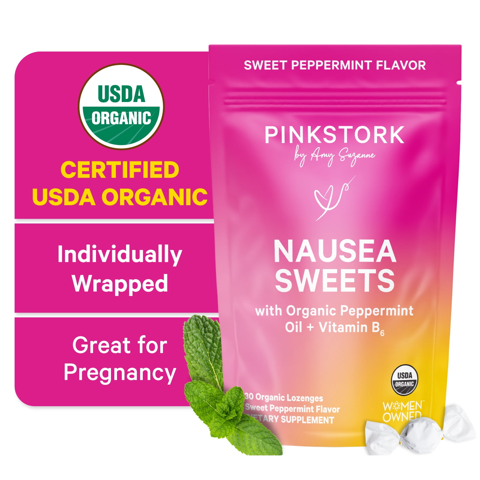 Pink Stork Pregnancy Nausea Relief Sweets: Maternity Drops with Vitamin ...
