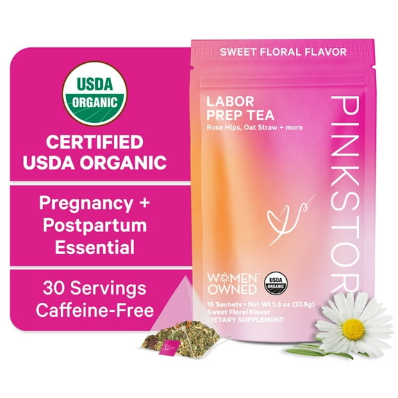 Pink Stork Herbal Labor Prep Tea: Organic Red Raspberry Leaf Pregnancy ...