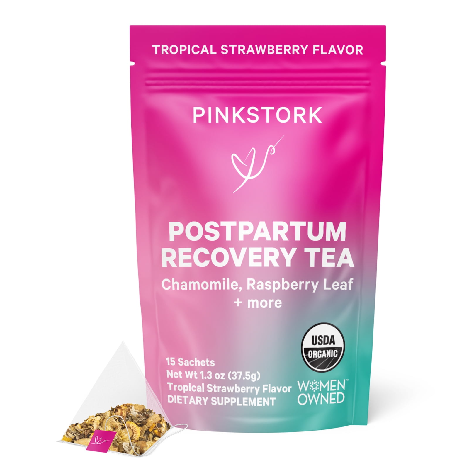 Pink Stork Postpartum Recovery Herbal Tea, Organic Red Raspberry Leaf ...