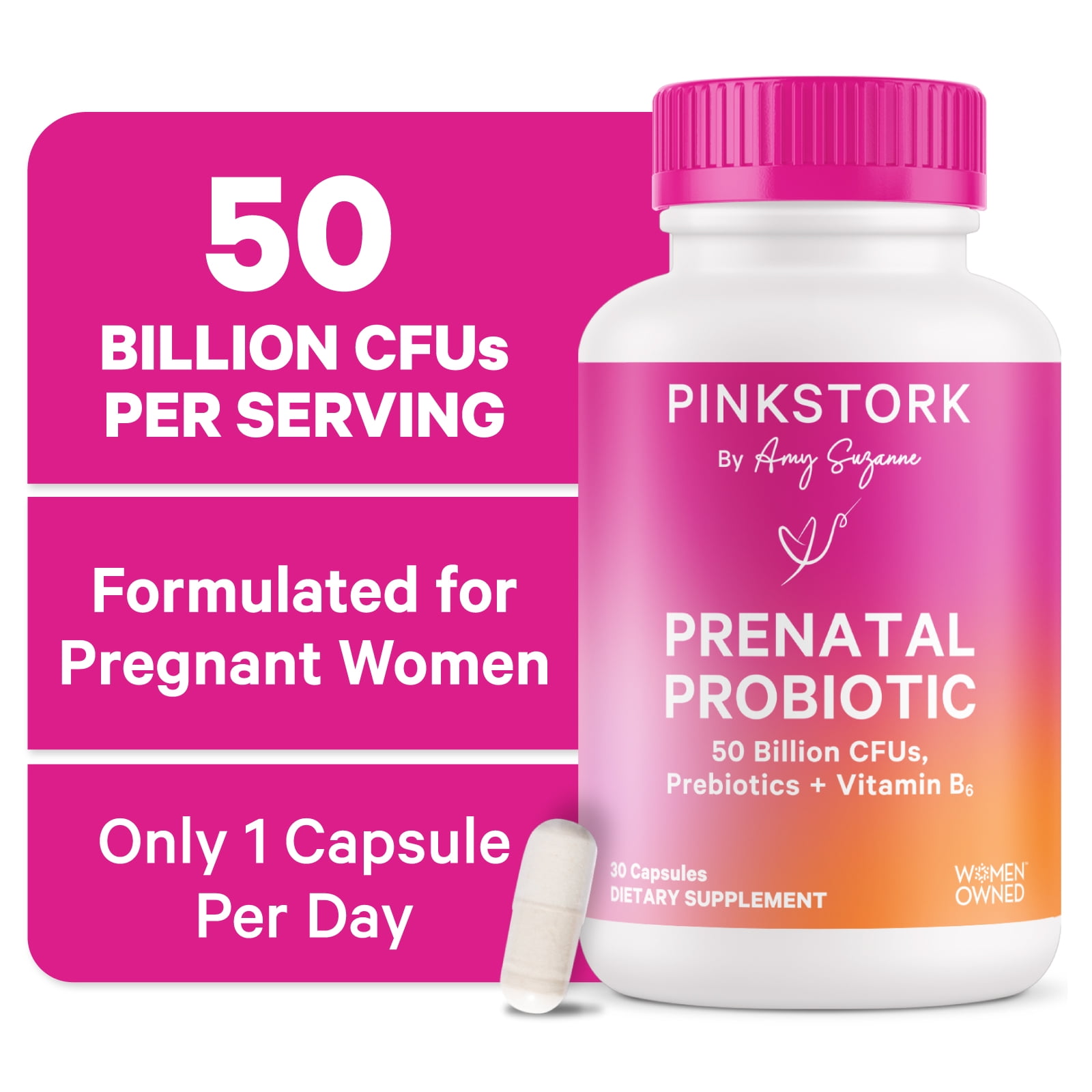 Pink Stork Prenatal Probiotics for Pregnancy, Digestive Support with ...