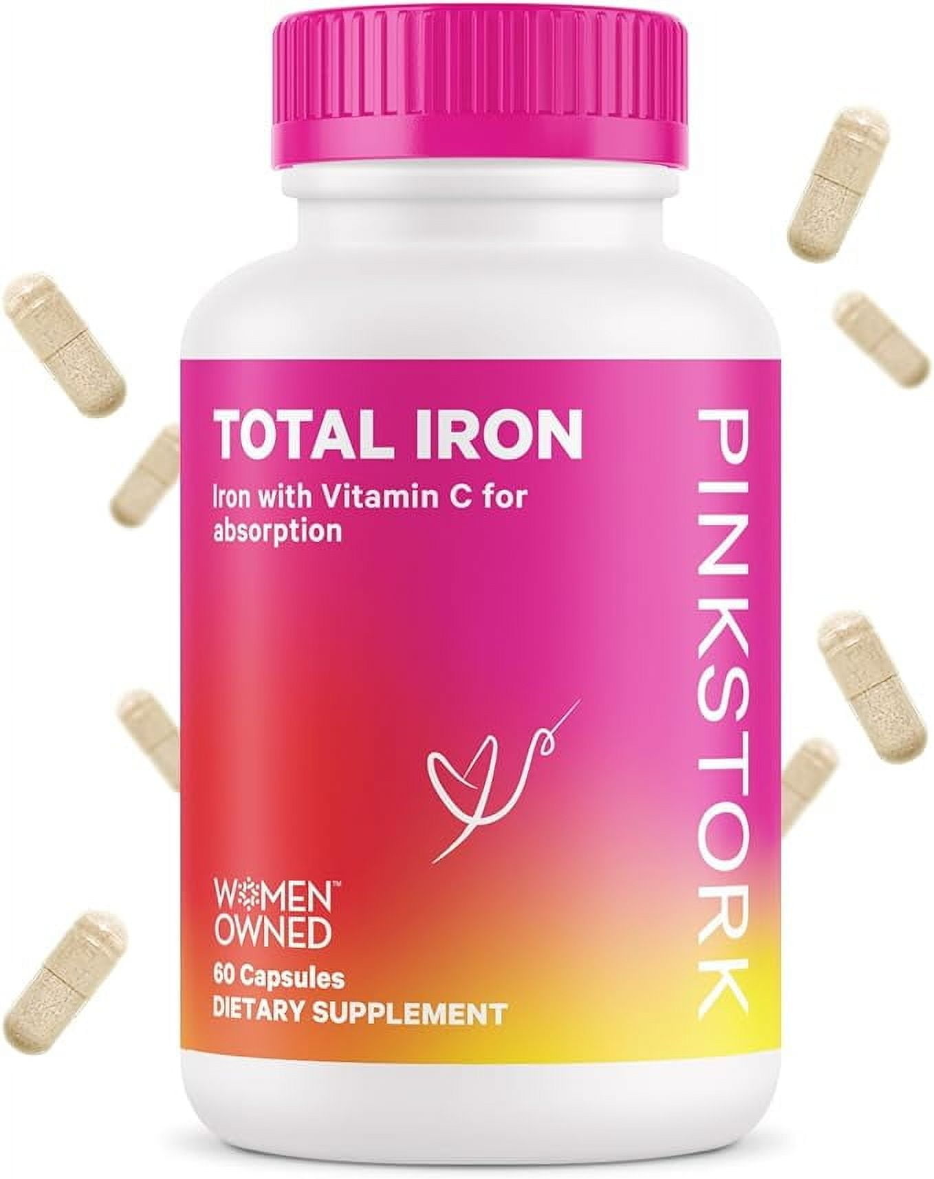 Pink Stork Total Iron: Iron Supplement for Women with Iron Bisglycinate ...