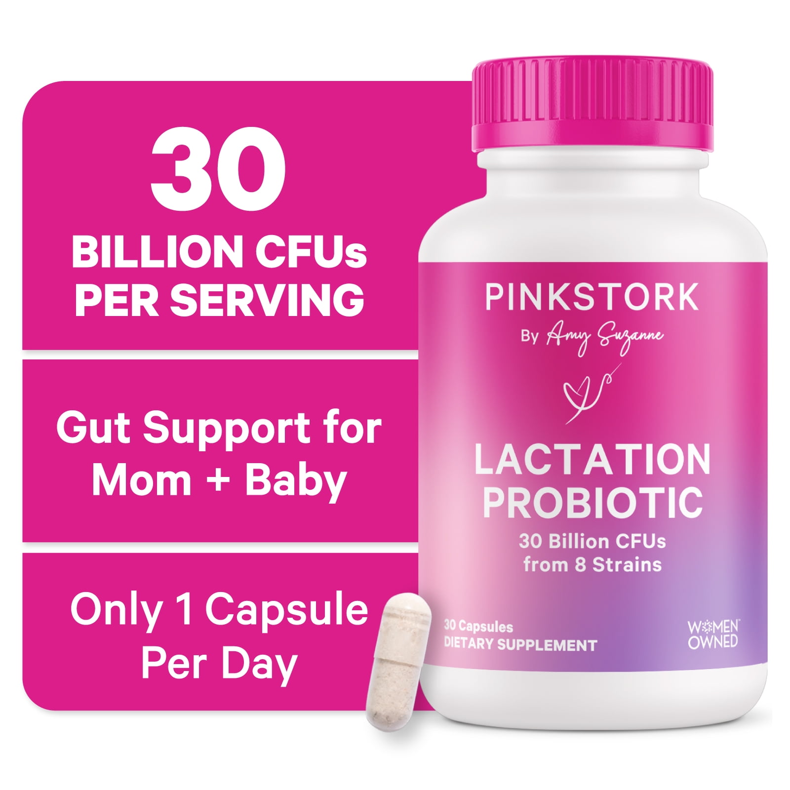 Pink Stork Total Lactation Probiotic: 10 Billion CFU, Breastfeeding ...