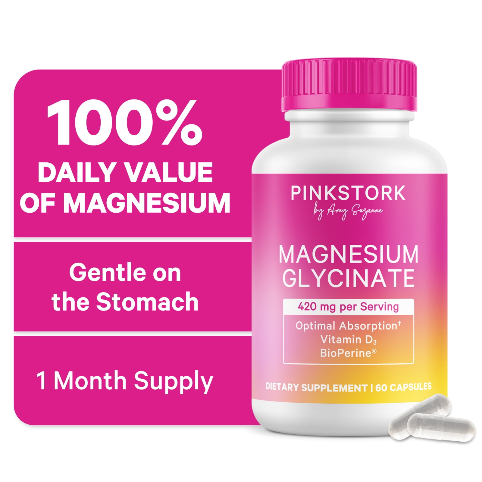 Pink Stork Magnesium Glycinate Supplement, Sleep and Stress Support ...