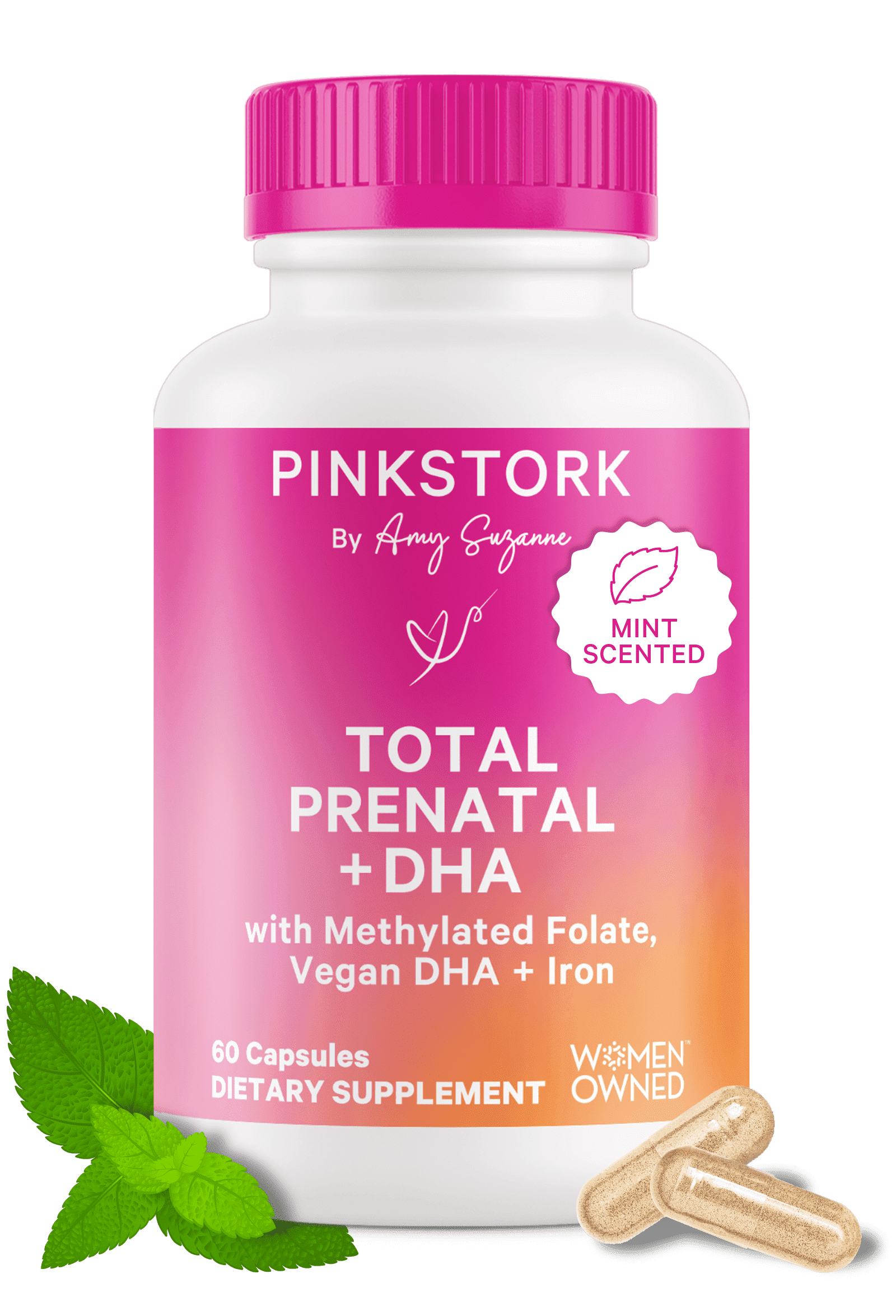 Pink Stork Total Prenatal Vitamins with DHA, Folate - 60 Capsules, 1 ...