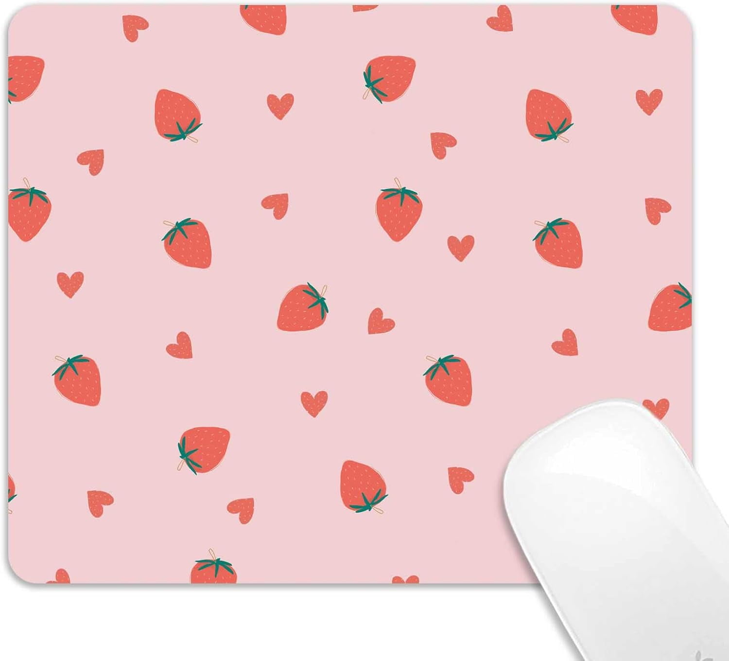 Pink Strawberry Mouse Pad Square Love Hearts Mouse Pads for Wireless ...