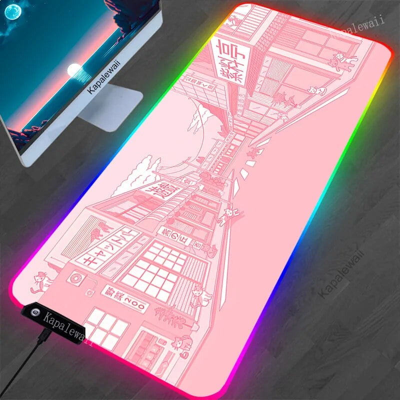 Pink Street Large RGB Mouse Pad Gaming Mousepad LED Mouse Mat Gamer ...