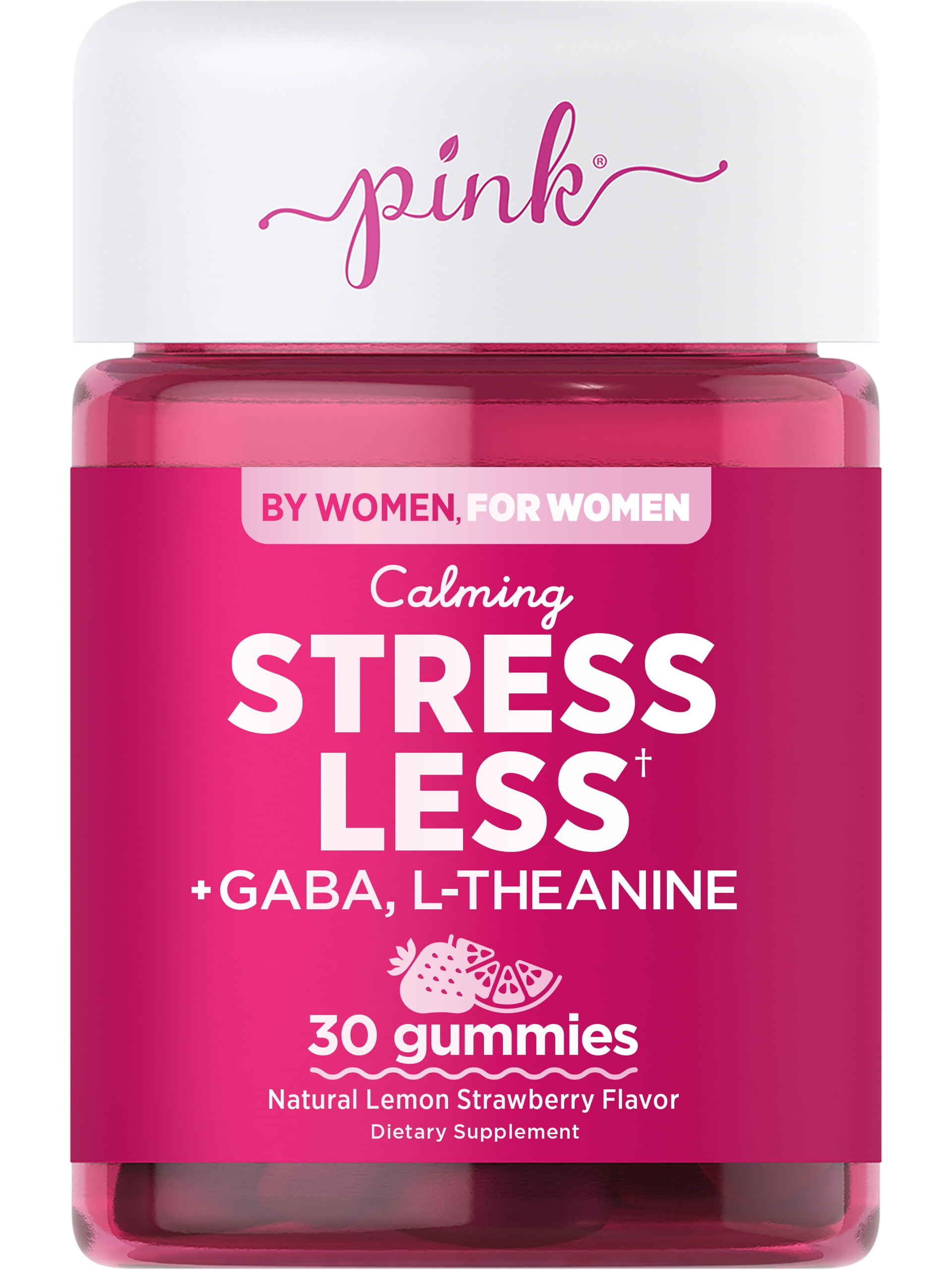 Pink Stress Less Gummies | Gaba, L Theanine, Lemon Balm | 30 Count ...