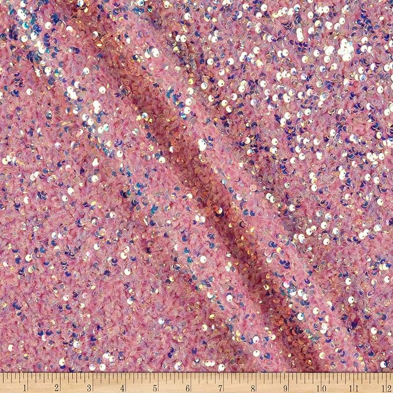 Pink Stretch Velvet Sequin Fabric Cut by The Yard, Glitter Spandex ...