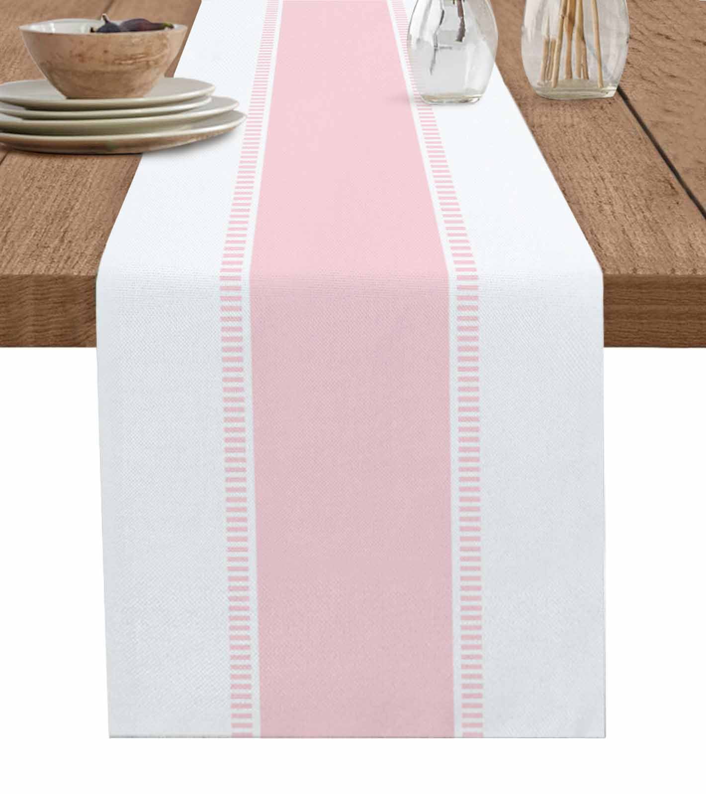 Pink Stripe Solid Texture Table Runner Home Wedding Table Mat ...