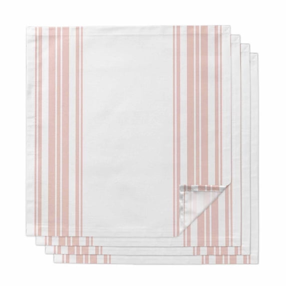 Pink Striped Cloth Napkins, Modern White Striped Abstract Art ...