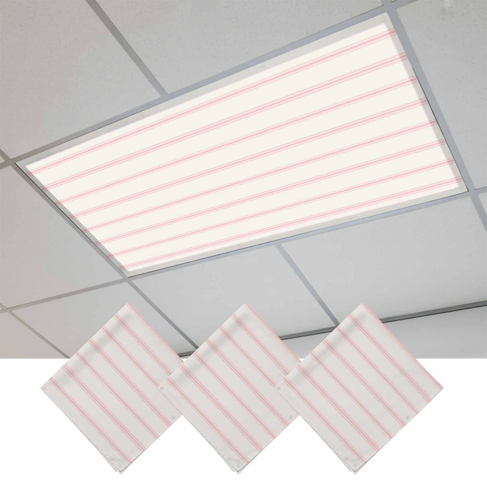 Pink Striped Magnetic Fluorescent Light Covers for Ceiling Lights 2x4 ...