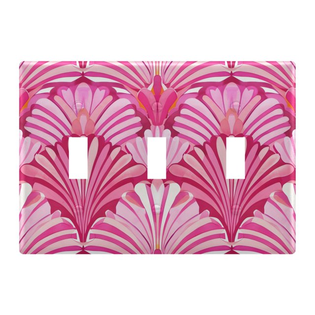 Pink Striped Shells Light Switch Plate Covers 3 Gang Wall Plate ...