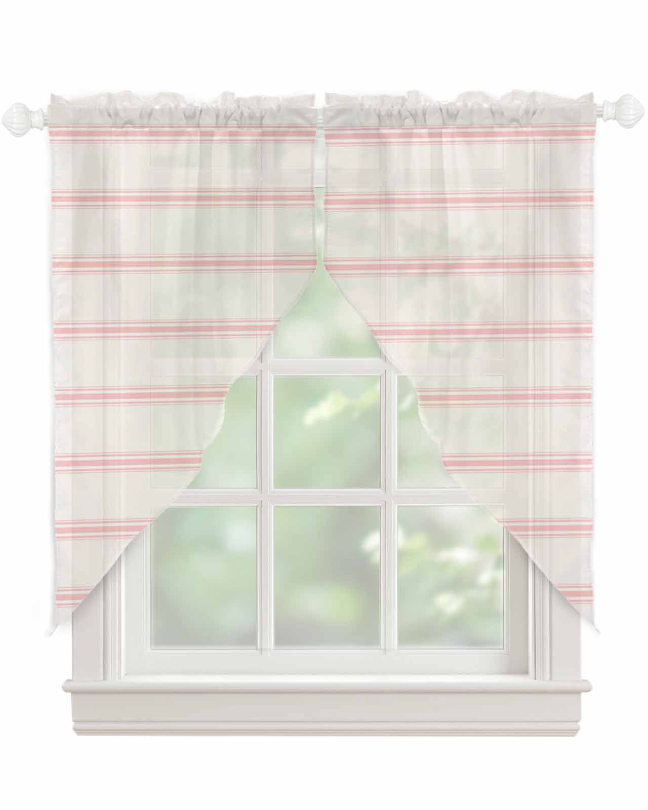 Pink Striped Swag Valances for Windows, Rustic Pink Stripe Modern Art ...