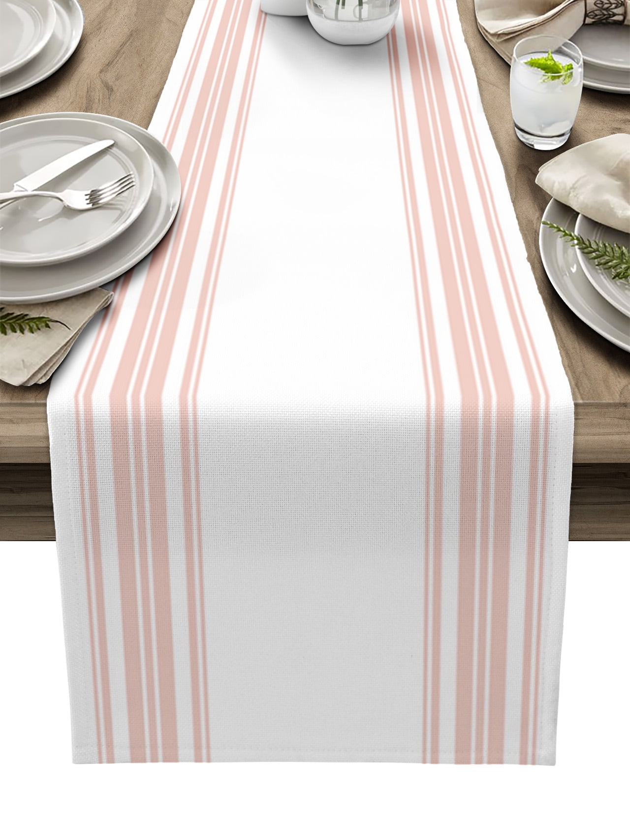Pink Striped Table Runner - 90 Inch Long, Kitchen Dining Table Runner ...